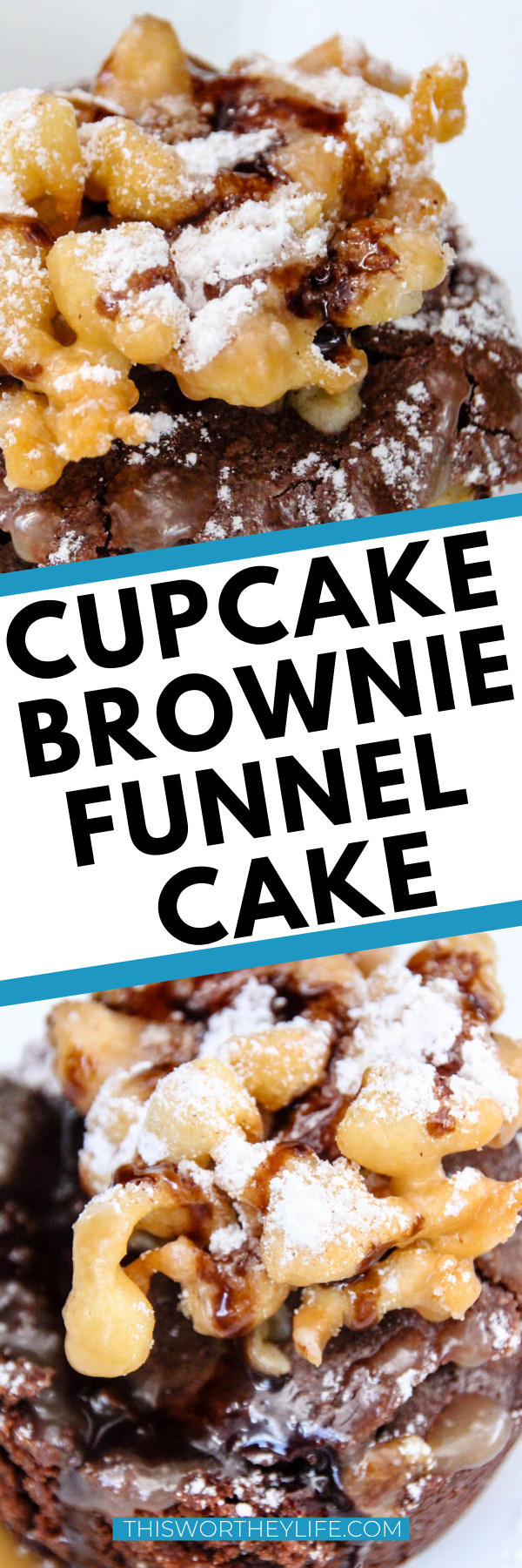 Cupcake Brownie Funnel Cake & Caramel Sauce | Summer Dessert