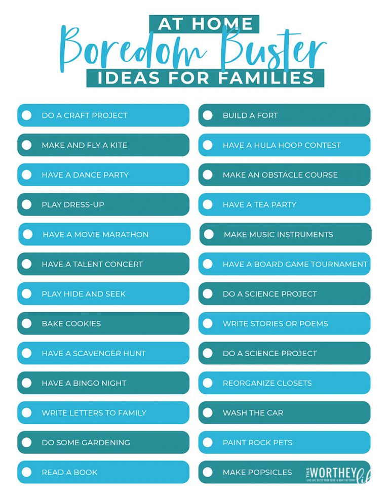 Boredom Busters - 101 Ways To Get Rid of Boredom for Families