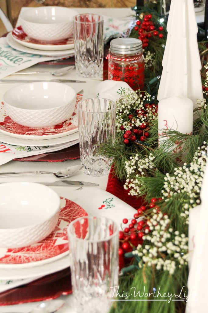 Merry Christmas Tablescape | Red + White Christmas Table