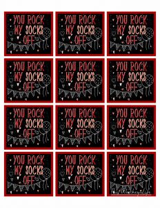 You Rock My Socks FREE Valentine's Day Printable