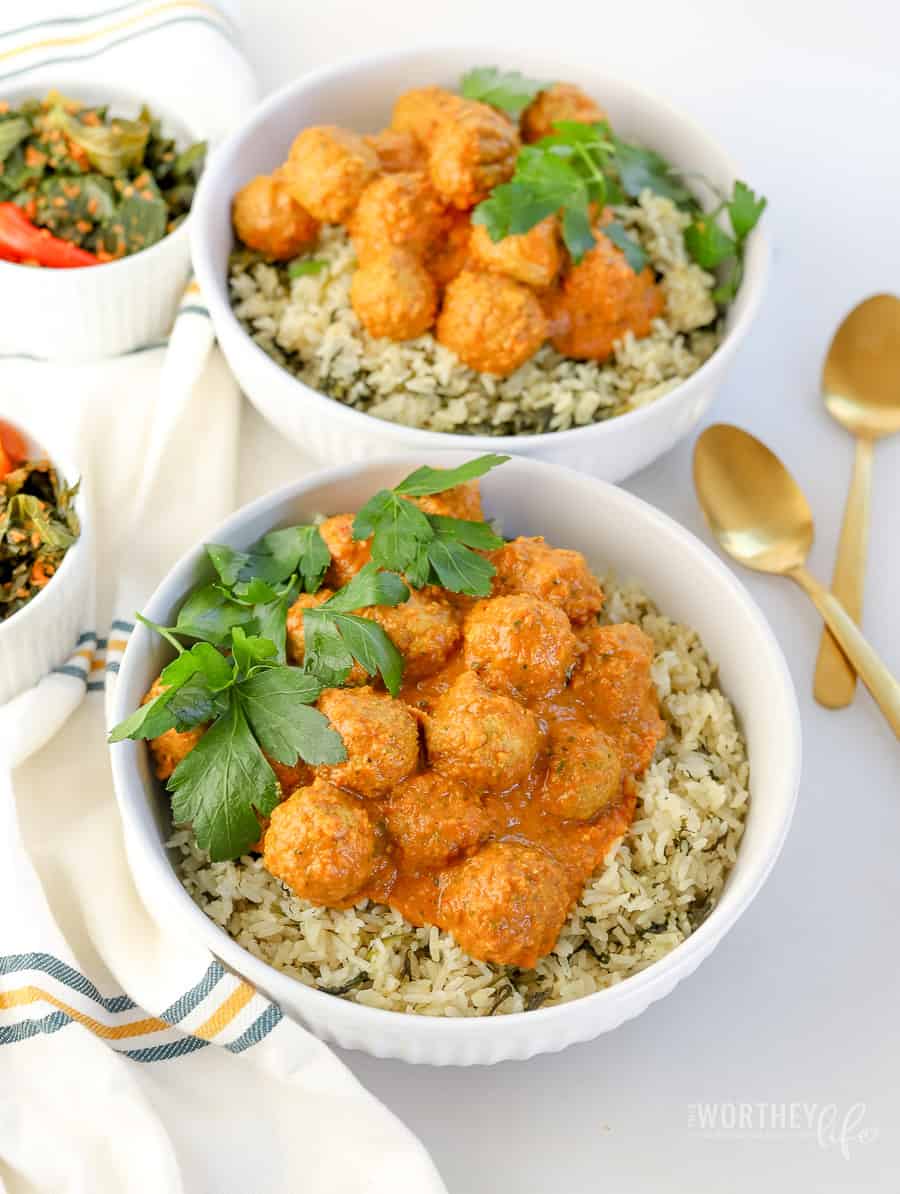 Instant Pot Recipe | Curry Meatballs + Spinach Rice