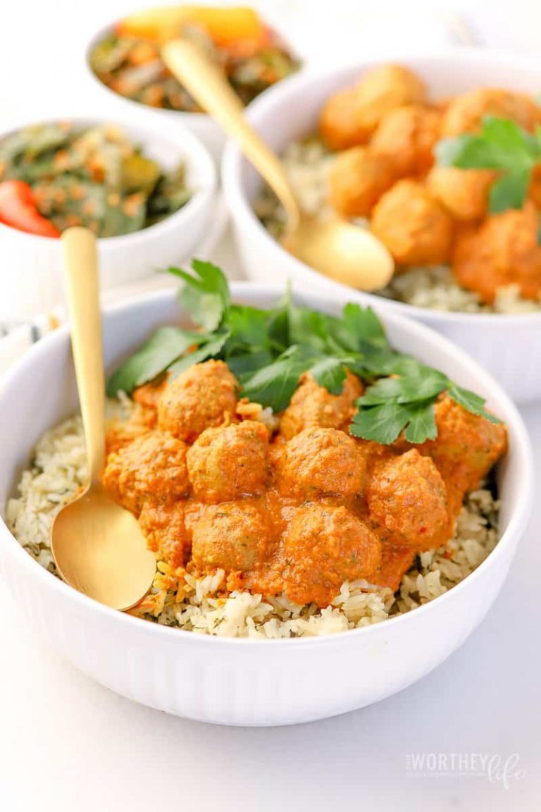Instant Pot Recipe | Curry Meatballs + Spinach Rice