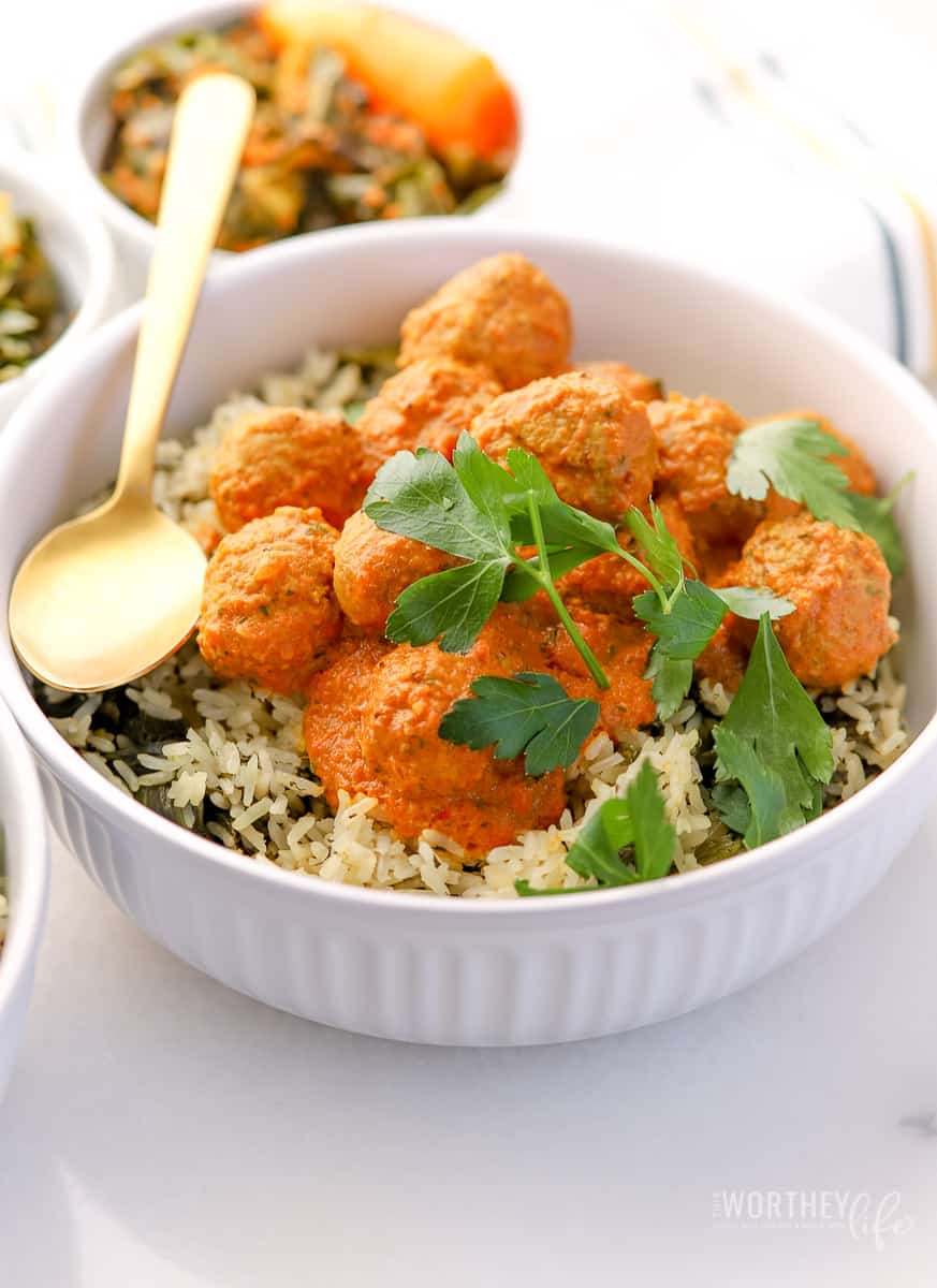 Instant Pot Recipe | Curry Meatballs + Spinach Rice