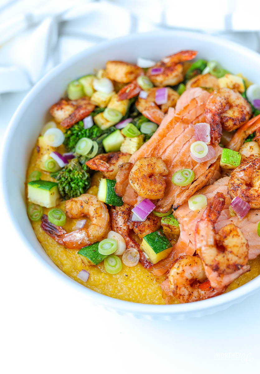 Fish and Grits | Salmon, Shrimp + Cheesy Grits Recipe
