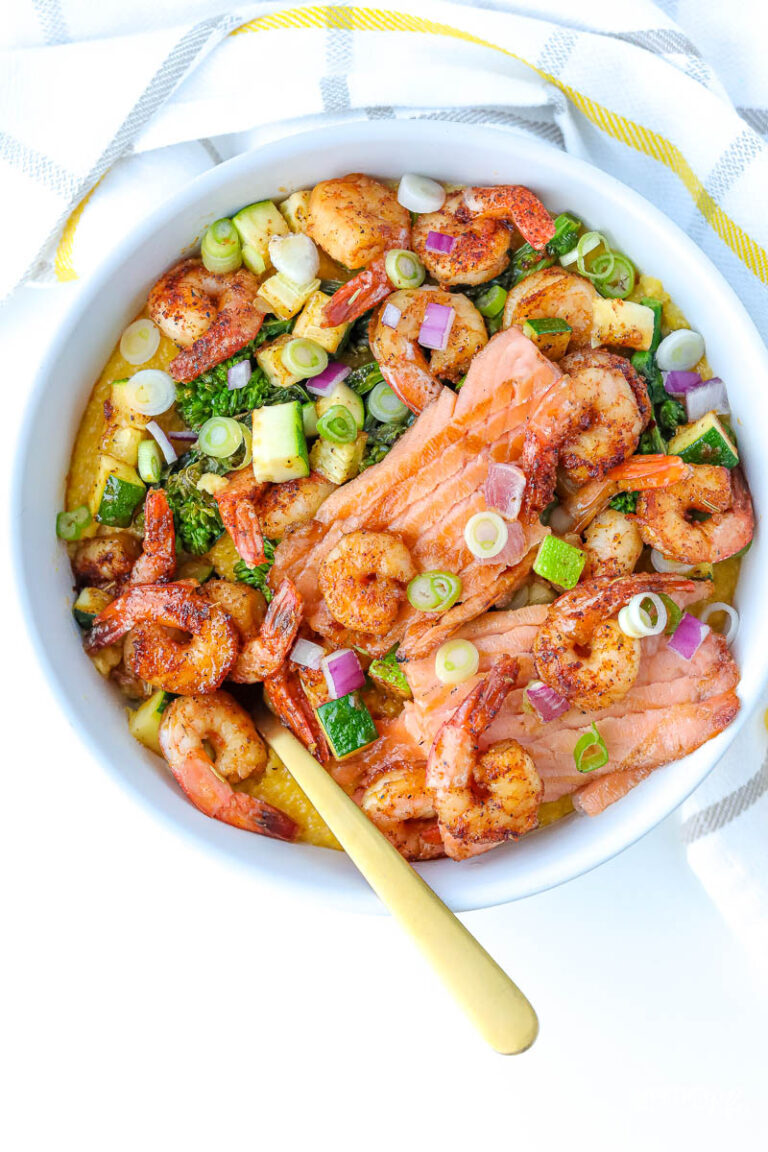 Fish and Grits | Salmon, Shrimp + Cheesy Grits Recipe