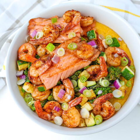Fish and Grits | Salmon, Shrimp + Cheesy Grits Recipe