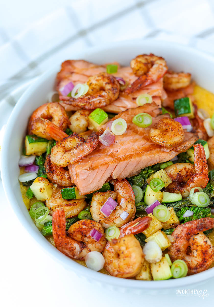 Fish and Grits | Salmon, Shrimp + Cheesy Grits Recipe