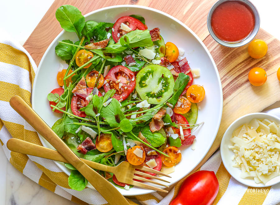Triple Tomato Salad with Bacon + Lettuce