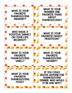 Conversation Starters For Thanksgiving - Free Printable