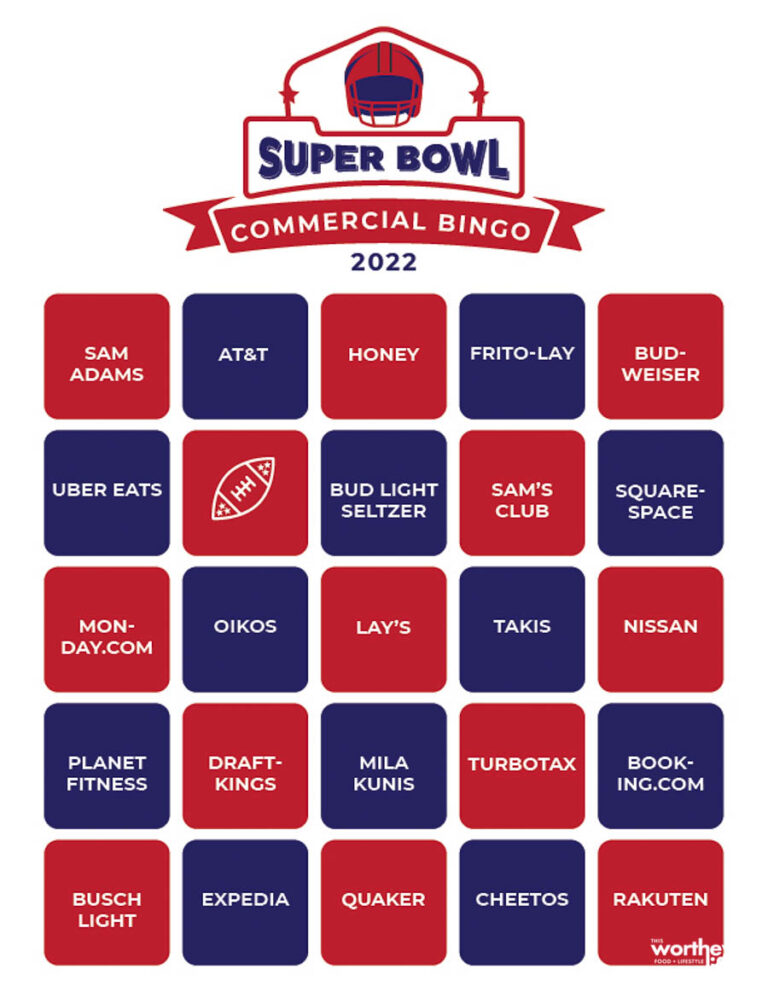 Super Bowl Bingo Printable For Commercials