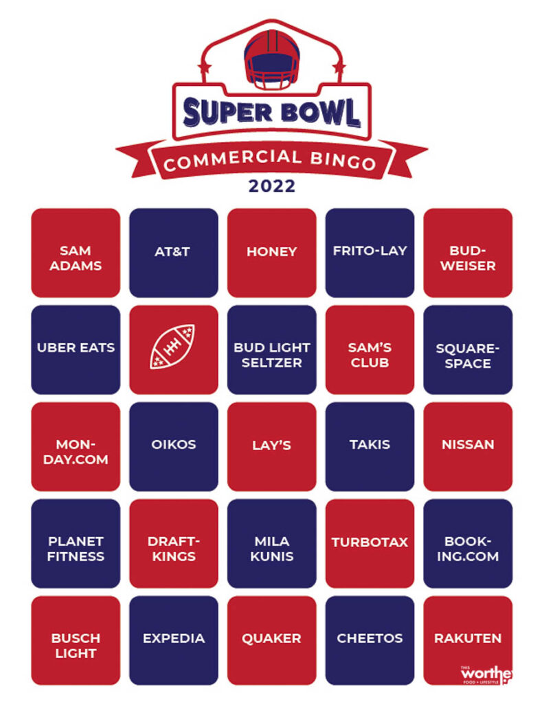 Super Bowl Bingo Printable For Commercials