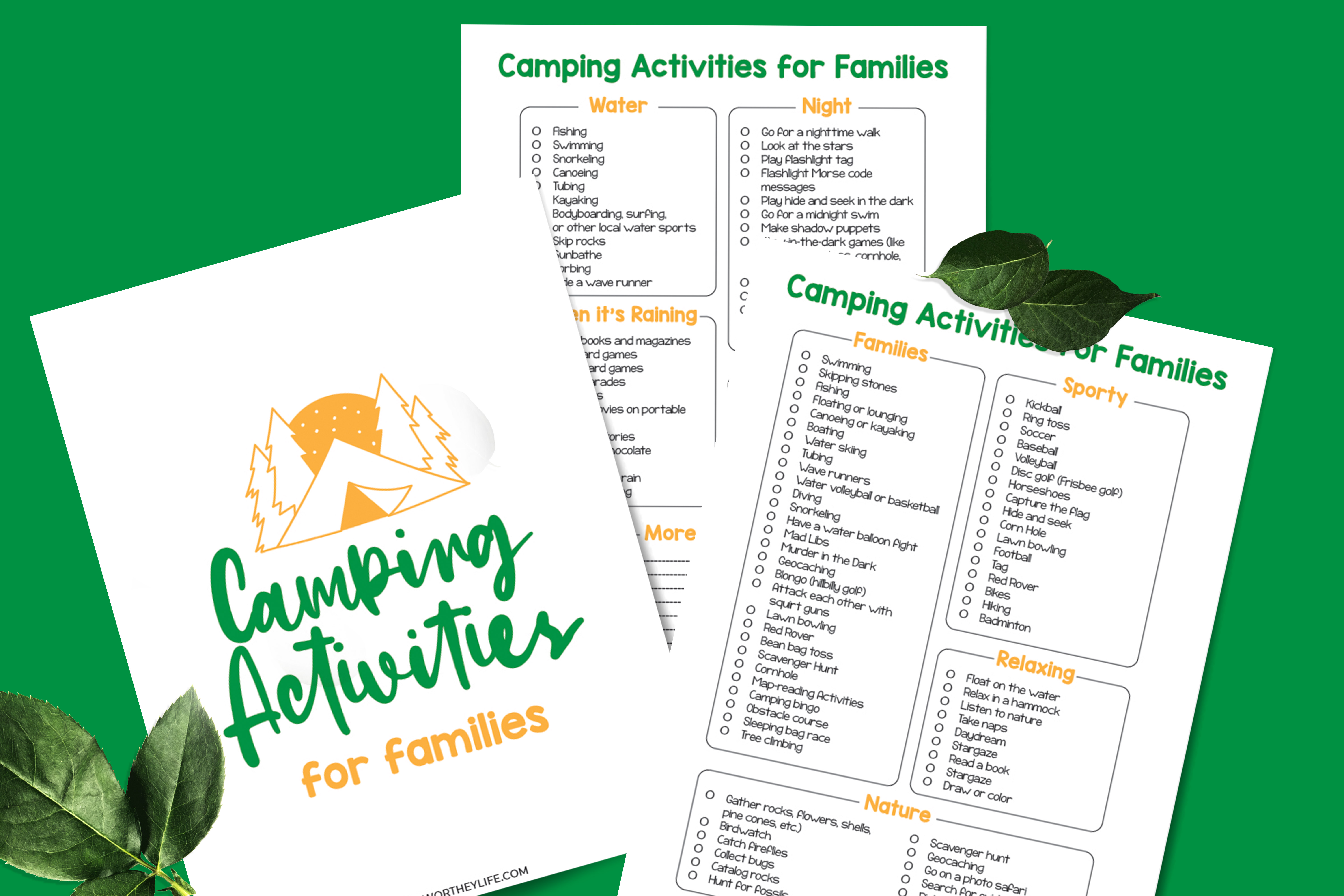 Camping Activities For Families - Free Printables
