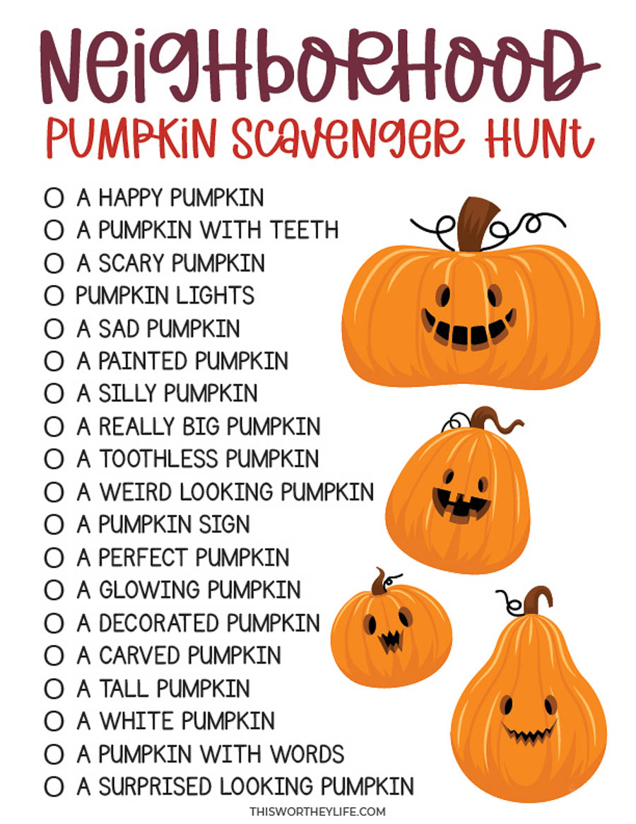 Printable Fall Scavenger Hunt