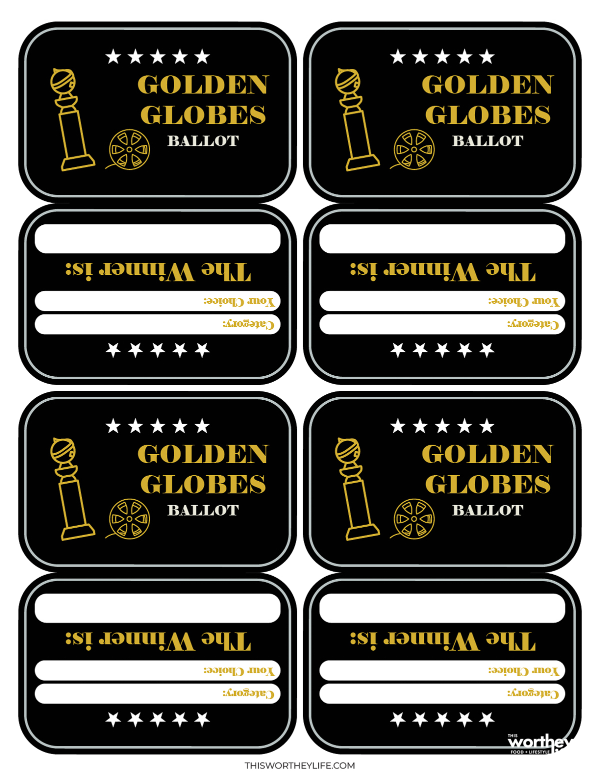 Golden Globes Watch Party Idea + Free Golden Globes Ballot Printables