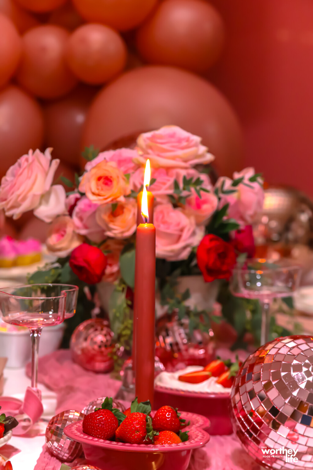 Rose Gold Table Setting for a Galentine's Party